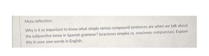 Meta-reflection: Why is it so important to know what | Chegg.com