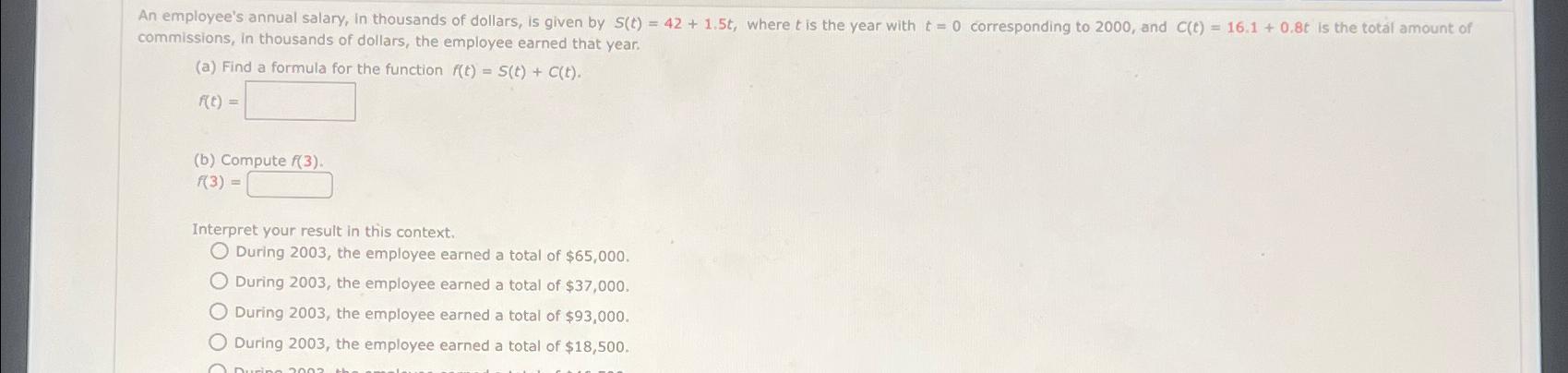 Solved commissions, in thousands of dollars, the employee | Chegg.com