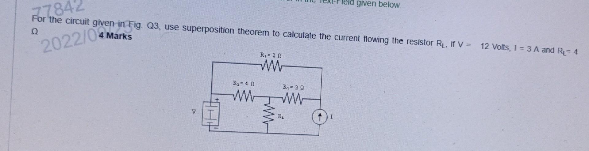 Solved For the circuit given-in Fig. Q3, use superposition | Chegg.com