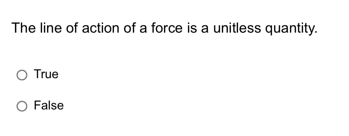 Solved The line of action of a force is a unitless | Chegg.com