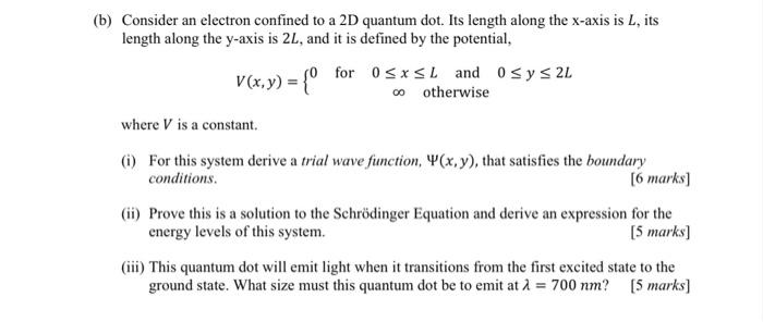 Solved Consider an electron confined to a 2D quantum dot. | Chegg.com