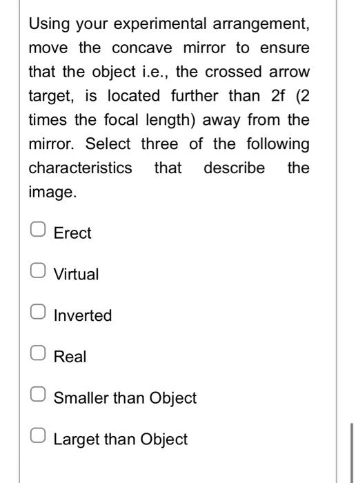 Solved Using your experimental arrangement, move the concave | Chegg.com