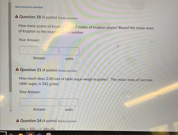 Solved A Question 18 (4 points) Retake question How many | Chegg.com