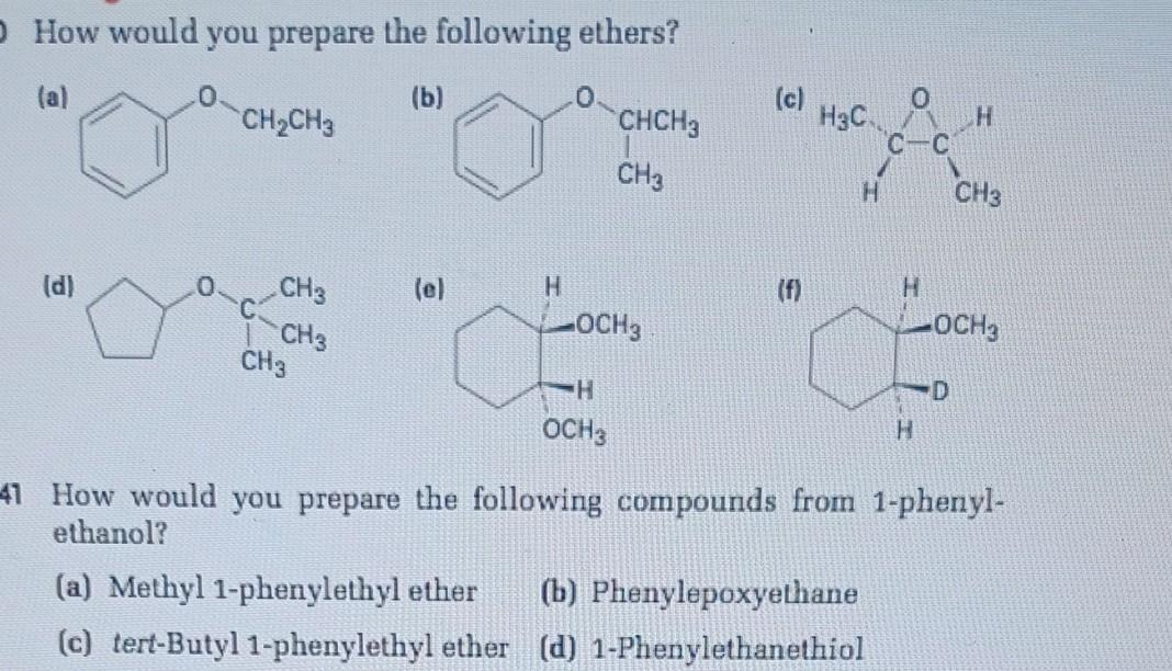 Solved How would you prepare the following ethers? (a) (b) | Chegg.com