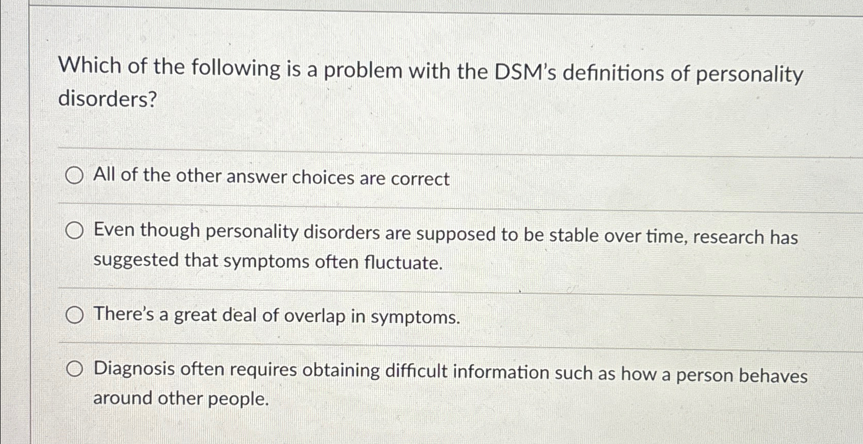 Solved Which of the following is a problem with the DSM's | Chegg.com