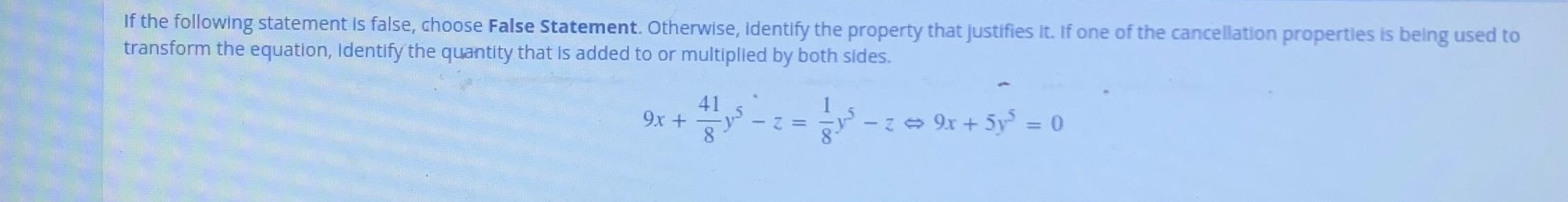 Solved If the following statement is false, choose False | Chegg.com