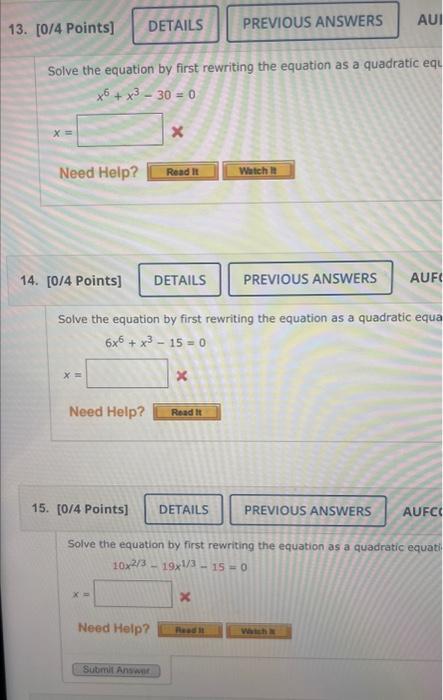 Solved Solve the equation by first rewriting the equation as | Chegg.com