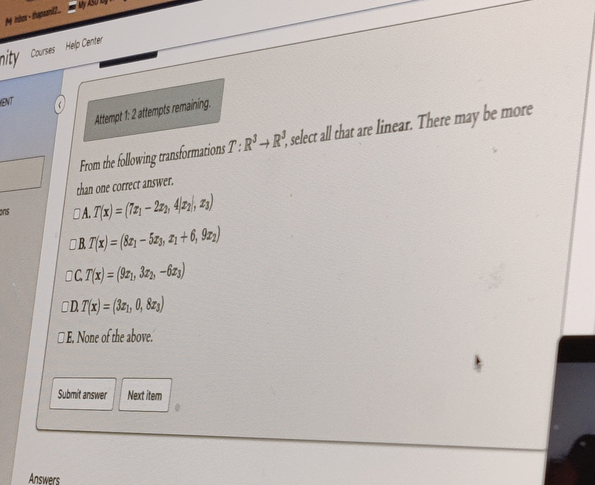 Solved Attempt 1:2 ﻿attempts remaining.From the following | Chegg.com