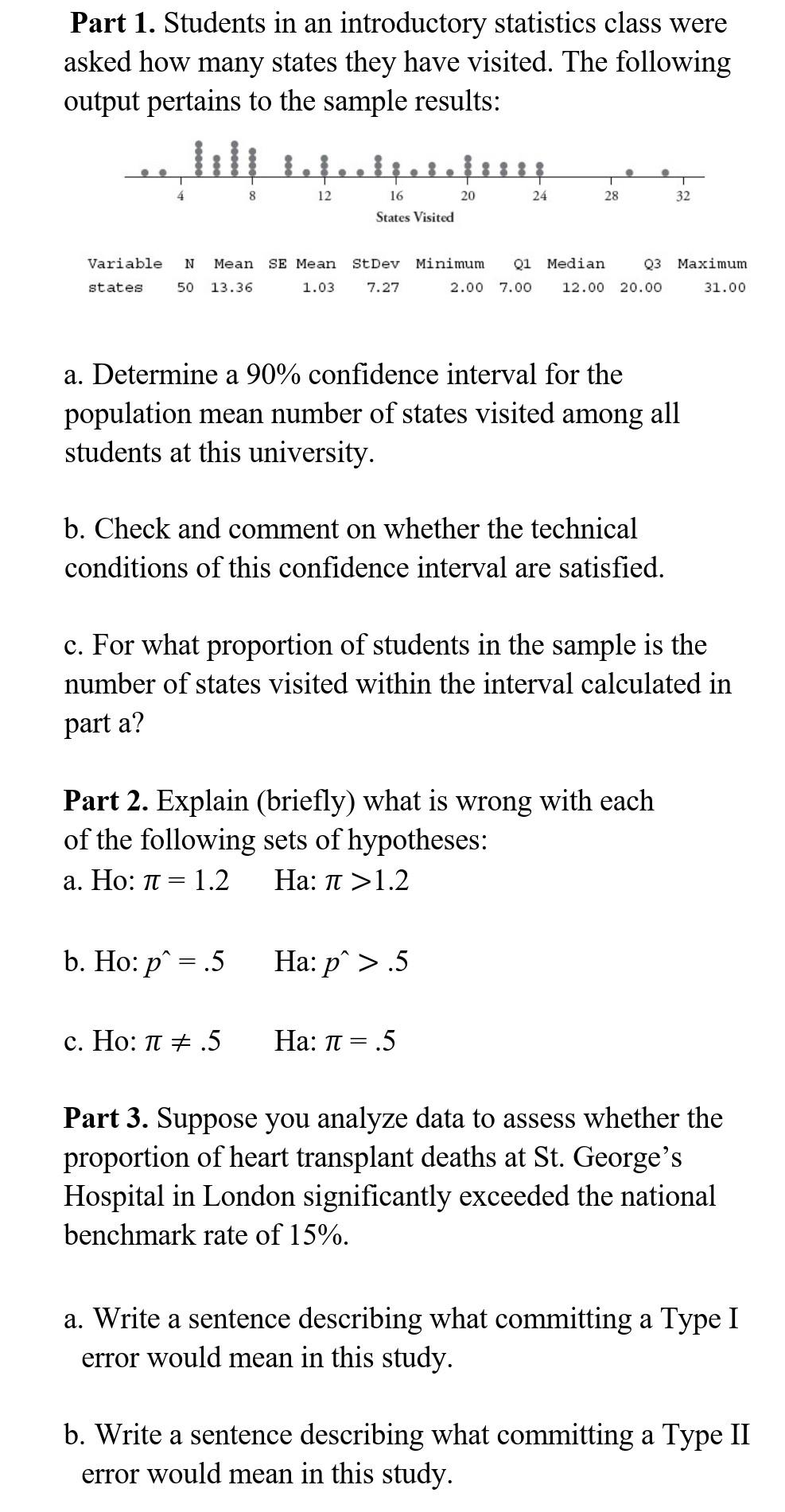 Solved Part 1. Students in an introductory statistics class | Chegg.com