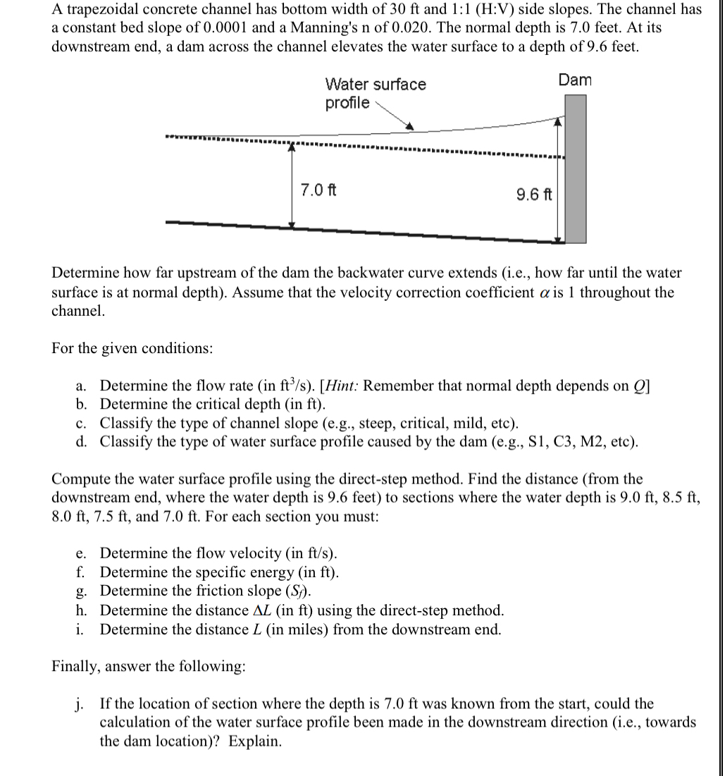 Solved A trapezoidal concrete channel has bottom width of | Chegg.com