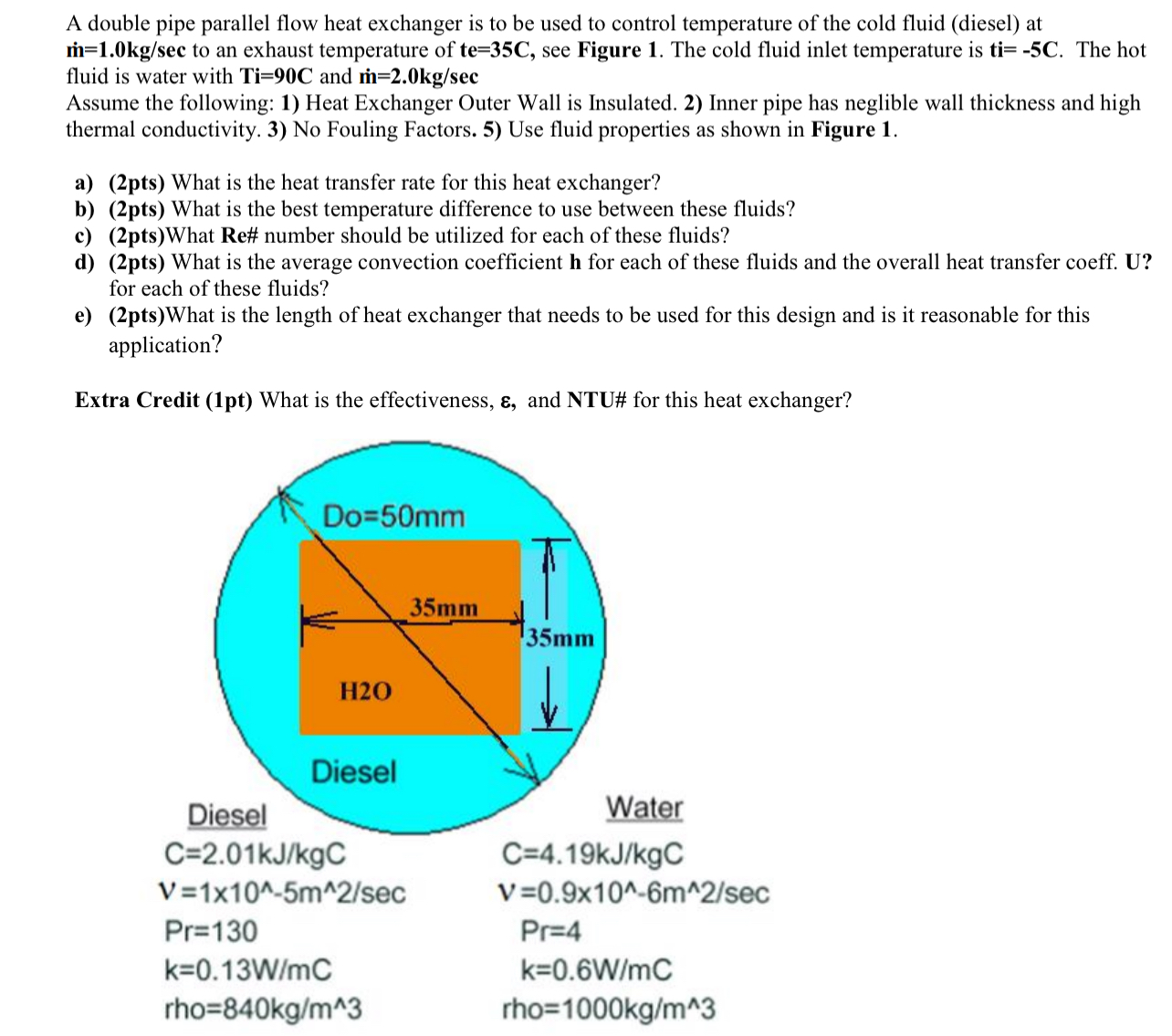 Solved A double pipe parallel flow heat exchanger is to be | Chegg.com