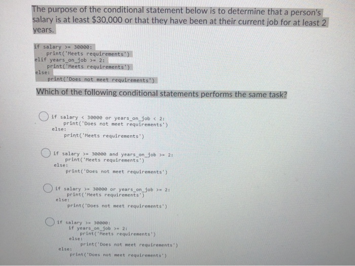 Solved The purpose of the conditional statement below is to | Chegg.com