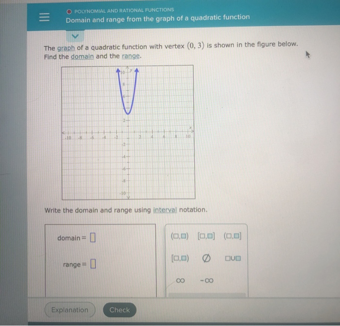 Solved O POLYNOMIAL AND RATIONAL FUNCTIONS Domain and range | Chegg.com