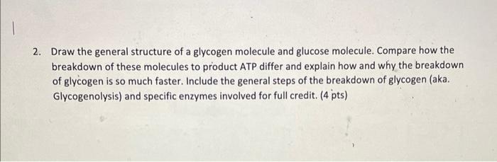 Solved 2. Draw the general structure of a glycogen molecule | Chegg.com