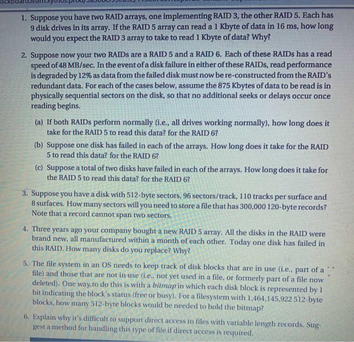 Solved 1. Suppose you have two RAID arrays, one implementing | Chegg.com