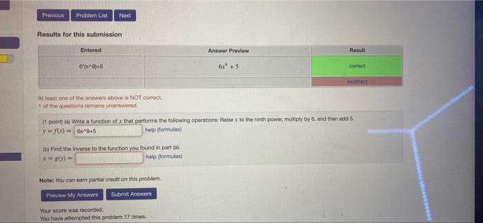Solved Previous Problem List Next Results for this | Chegg.com