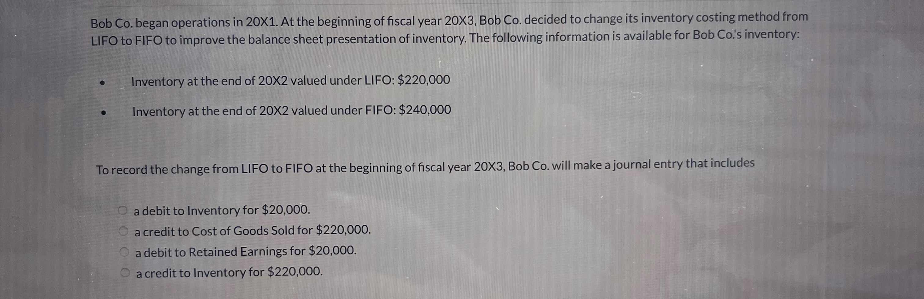 Solved Bob Co. ﻿began operations in 20X1. ﻿At the beginning | Chegg.com