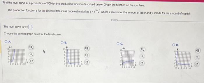 Solved Find The Level Curve At A Production Of 500 For The