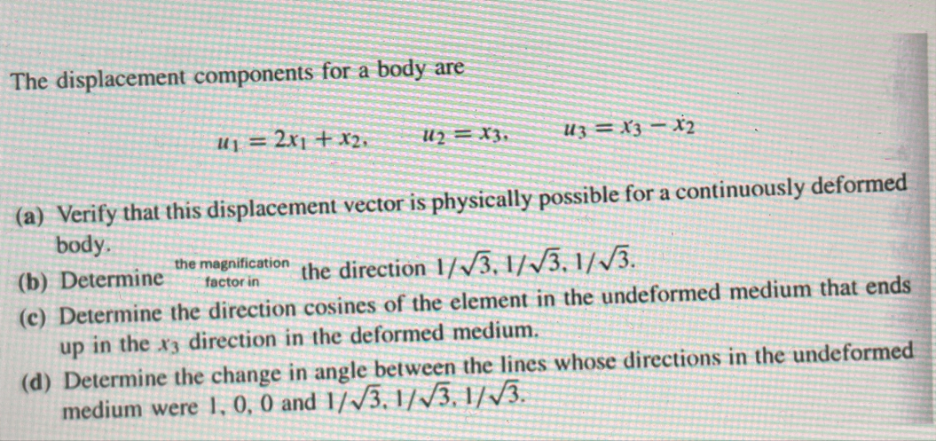 Solved The displacement components for a body | Chegg.com