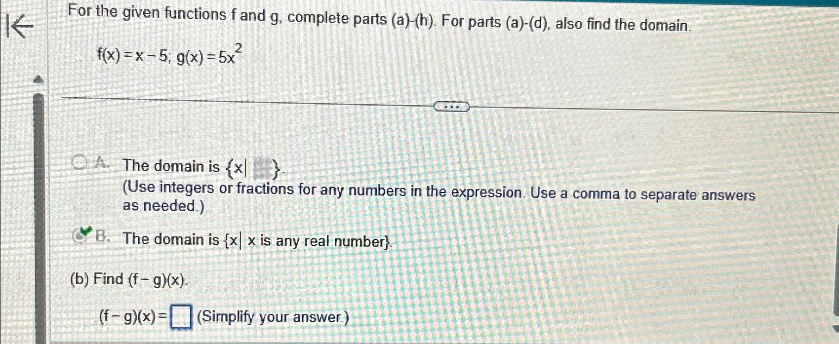 Solved For the given functions f ﻿and g, ﻿complete parts | Chegg.com