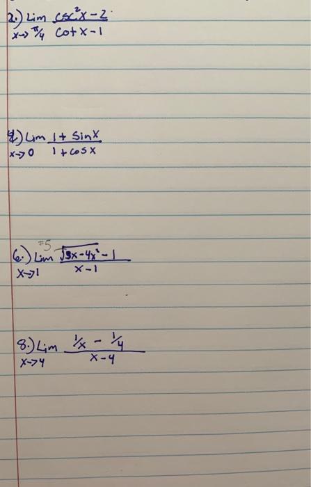 Solved Topic: LimitsSolve the following problems, indicate | Chegg.com