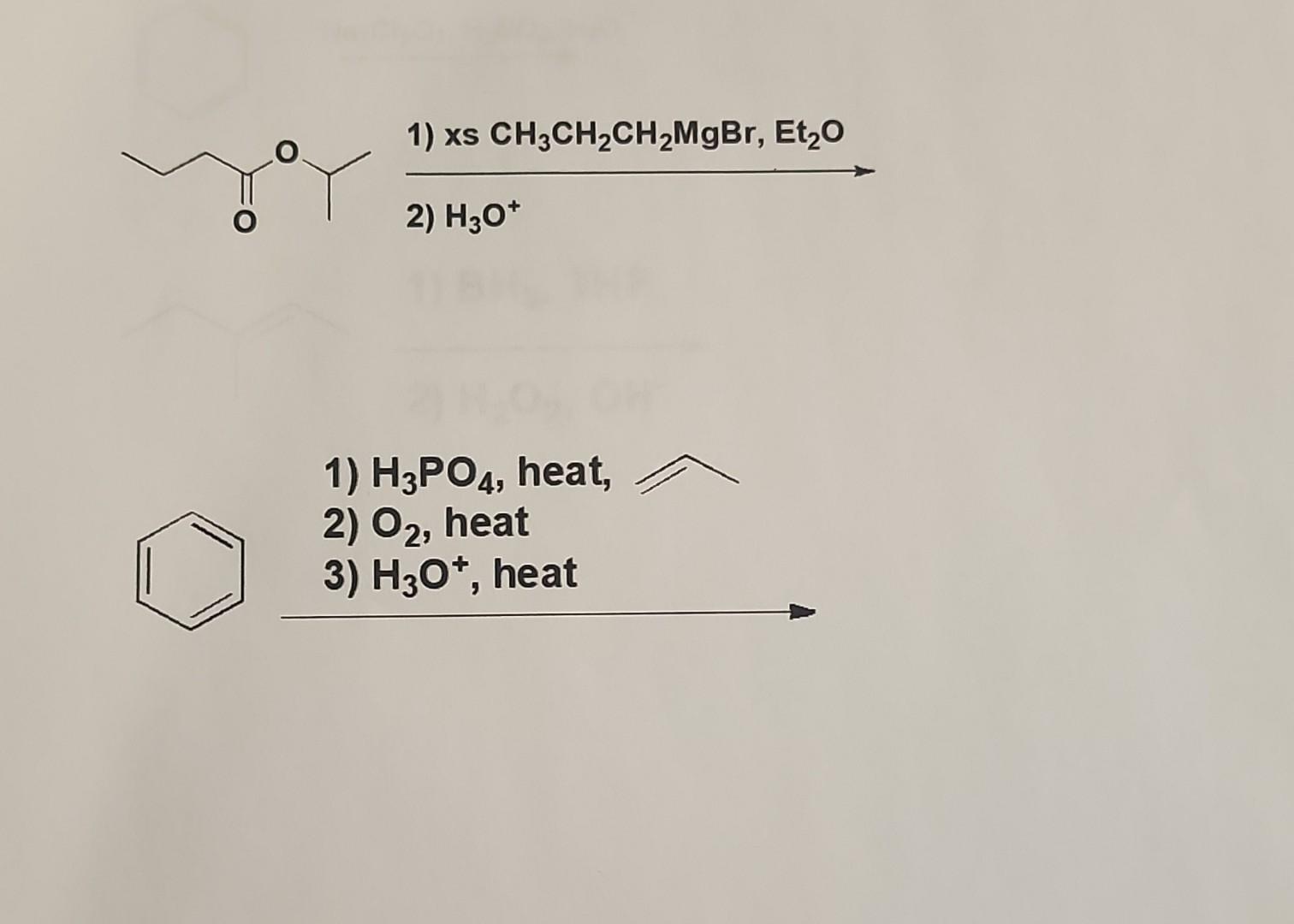 Solved NaBH4,H2O 1) CH3CH2MgBr, Et2O 2) | Chegg.com