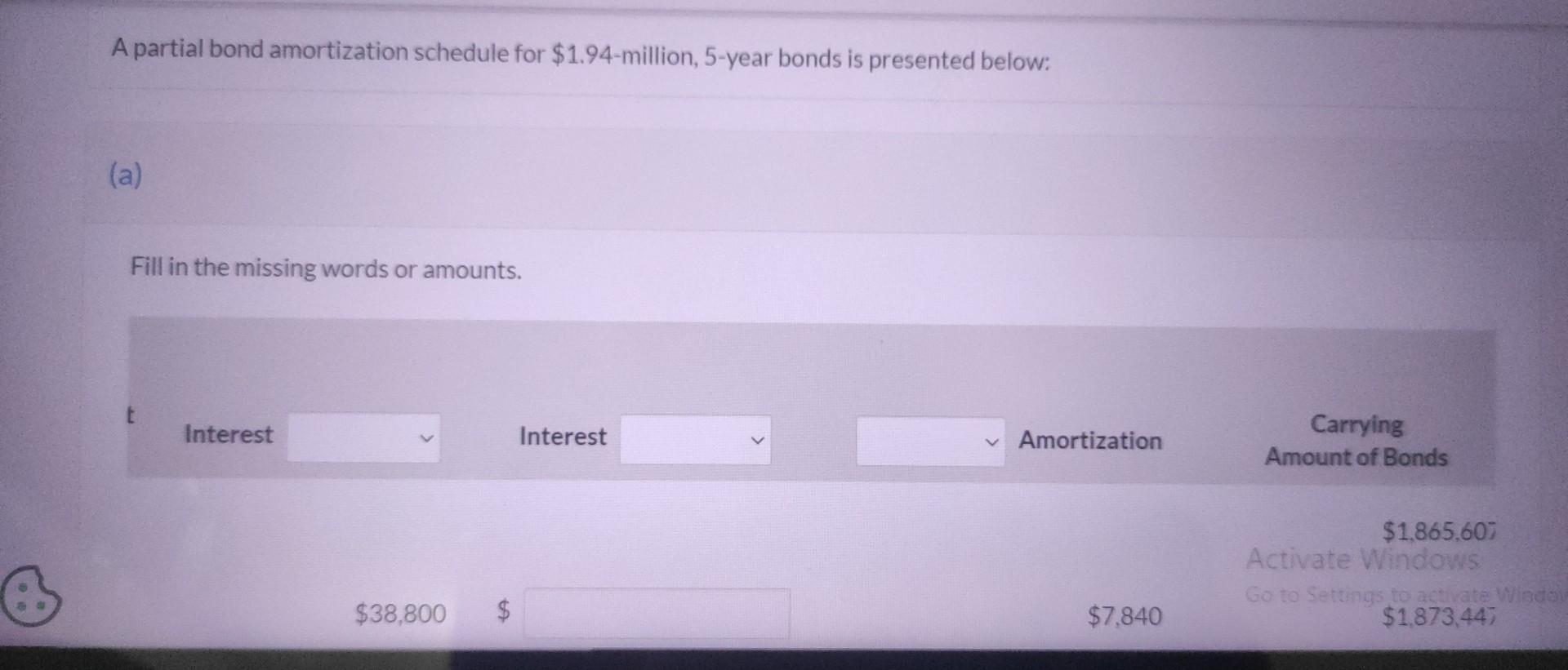 Solved A partial bond amortization schedule for | Chegg.com