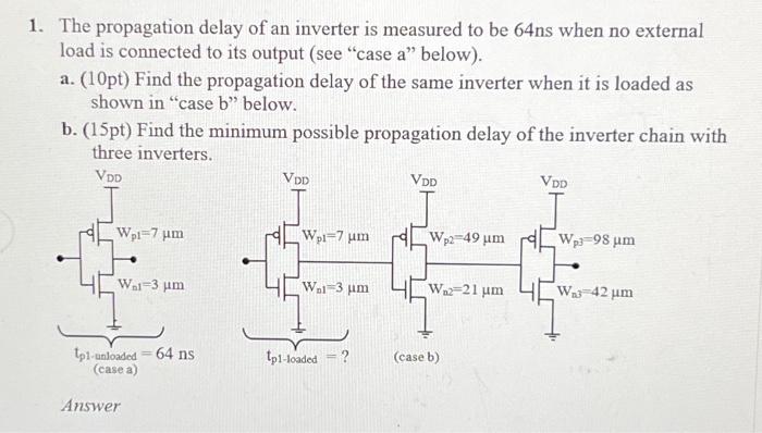 Solved 1. The propagation delay of an inverter is measured | Chegg.com
