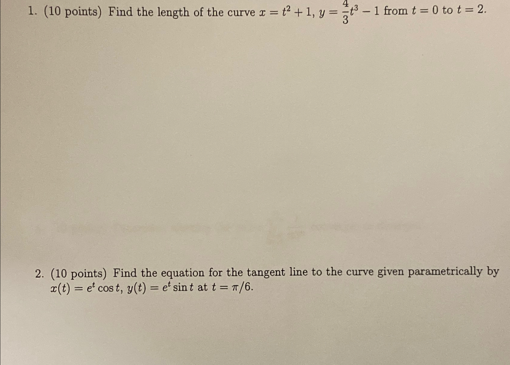 Solved (10 ﻿points) ﻿Find the length of the curve | Chegg.com