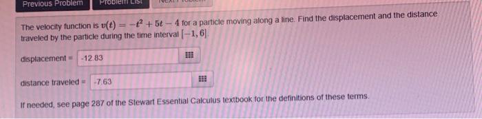 Solved The velocity function is v(t)=−t2+5t−4 for a particle | Chegg.com