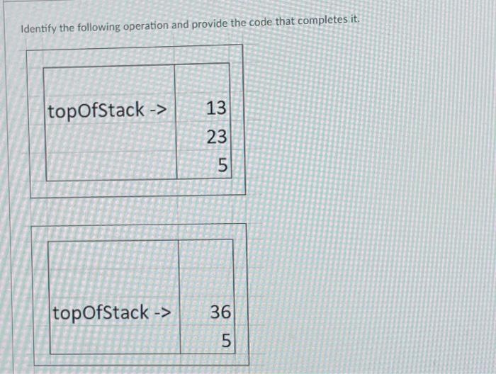 Solved Identify the following operation and provide the code | Chegg.com