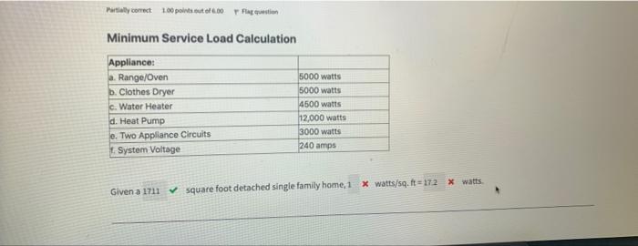 Solved Minimum Service Load Calculation | Chegg.com