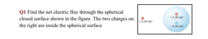 Solved Q1 Find the net electric flux through the spherical | Chegg.com
