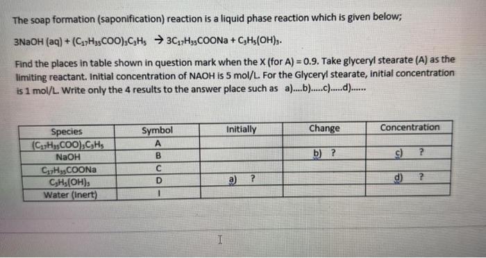 The soap formation (saponification) reaction is a | Chegg.com
