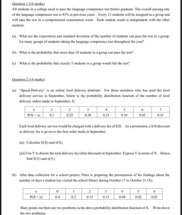 Solved Question 1 ( 16 marks) All students in a college need | Chegg.com
