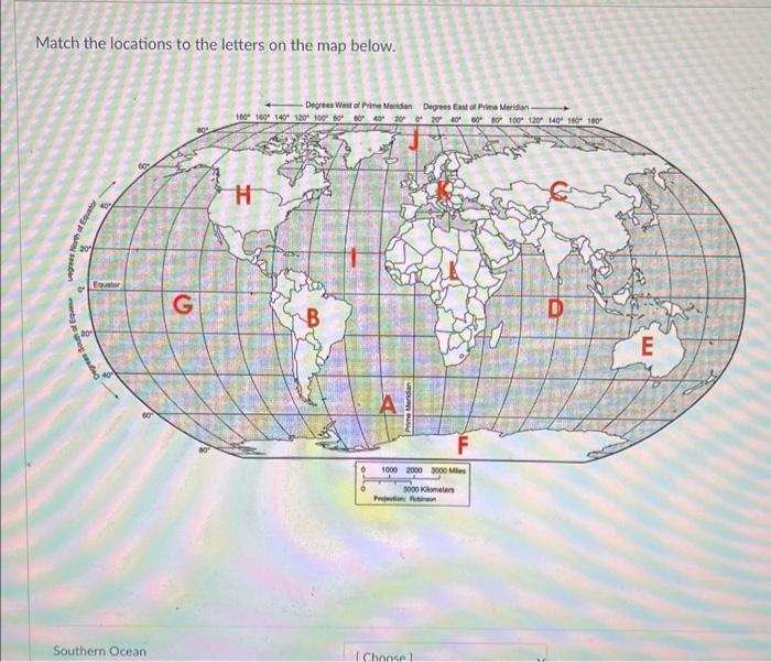 Solved Match the locations to the letters on the map | Chegg.com