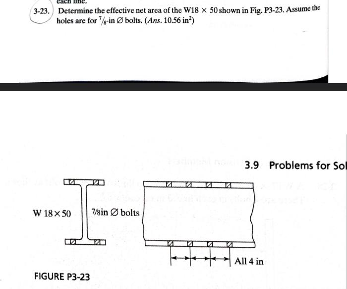 Solved 3-23. Determine the effective net area of the W18 ×50 | Chegg.com