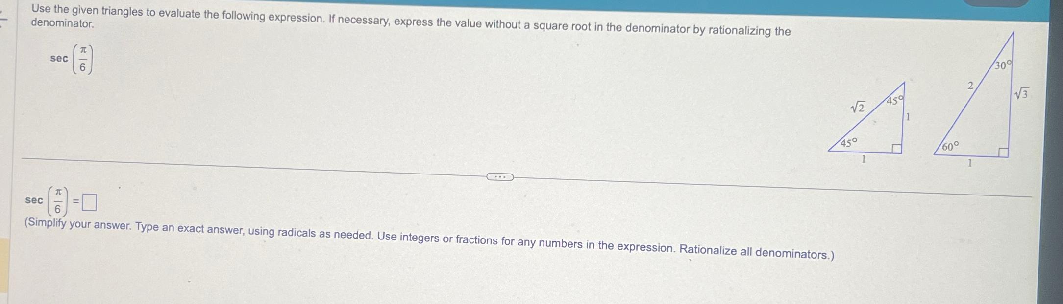 Solved Use the given triangles to evaluate the following | Chegg.com