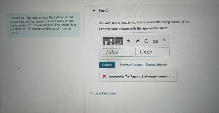 Solved Susan's 13.0 kg baby brother Paul sits on a mat. | Chegg.com