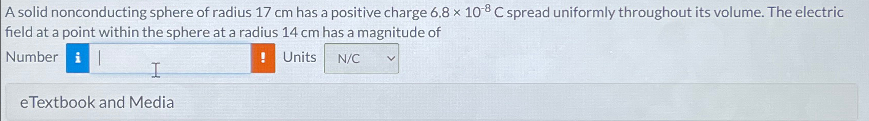 Solved A solid nonconducting sphere of radius 17cm ﻿has a | Chegg.com