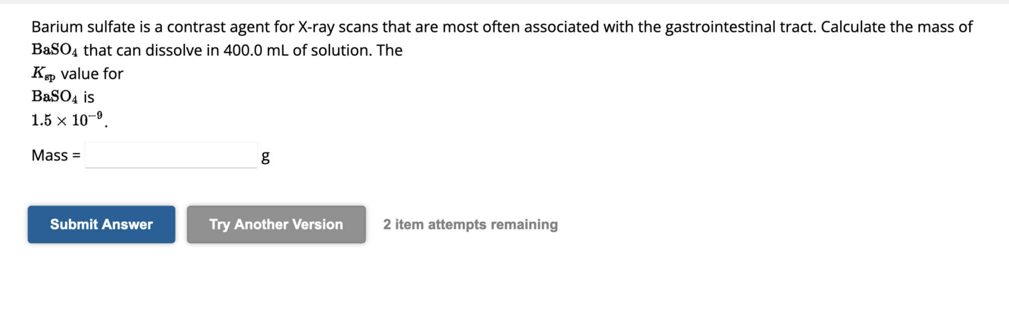Solved Barium sulfate is a contrast agent for X-ray scans | Chegg.com