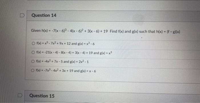 Solved Given H X −7 X−6 3−4 X−6 2 3 X−6 19 Find F X And
