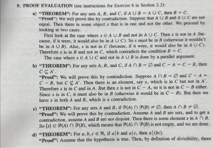 Solved math proofs I only need a, c and e I need all three | Chegg.com