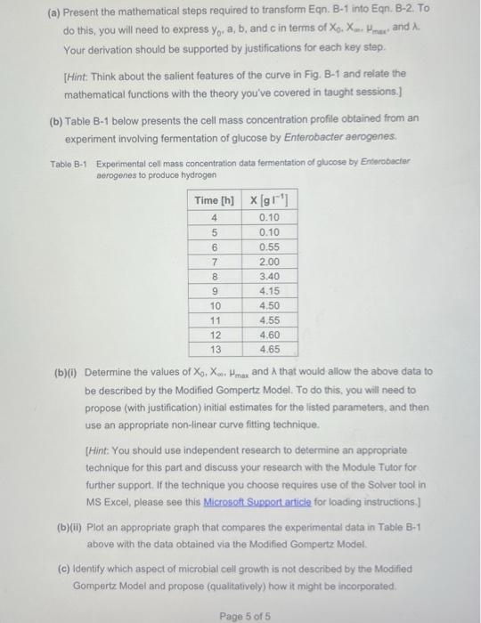 Solved Problem Scenario B - Model Development The Gompertz | Chegg.com