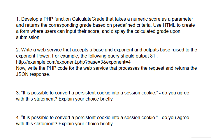 Solved Develop a PHP function CalculateGrade that takes a | Chegg.com