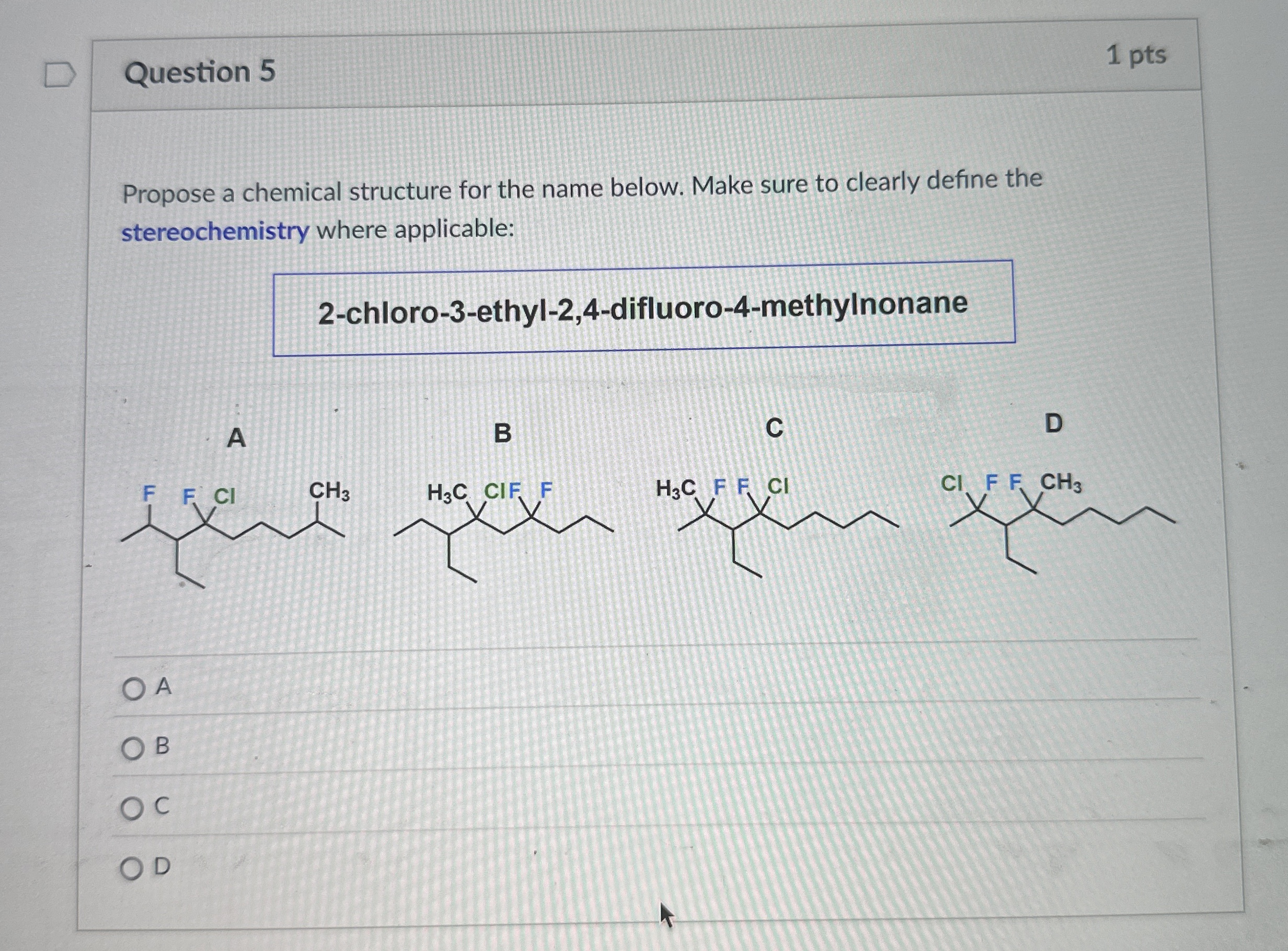 Solved Question 51 ﻿ptsPropose a chemical structure for the | Chegg.com