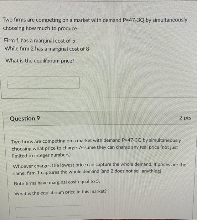 Solved Two firms are competing on a market with demand | Chegg.com