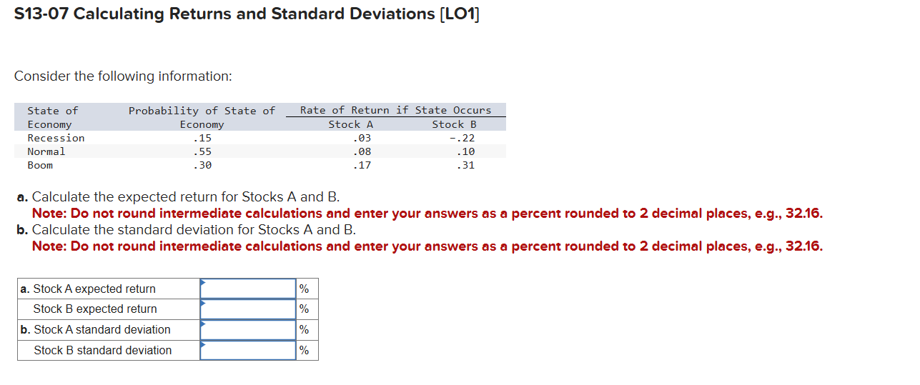 Solved by an EXPERT S13-07 ﻿Calculating Returns and Standard Deviations | Chegg.com