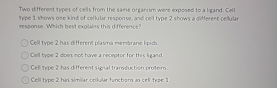Solved Two different types of cells from the same organism | Chegg.com