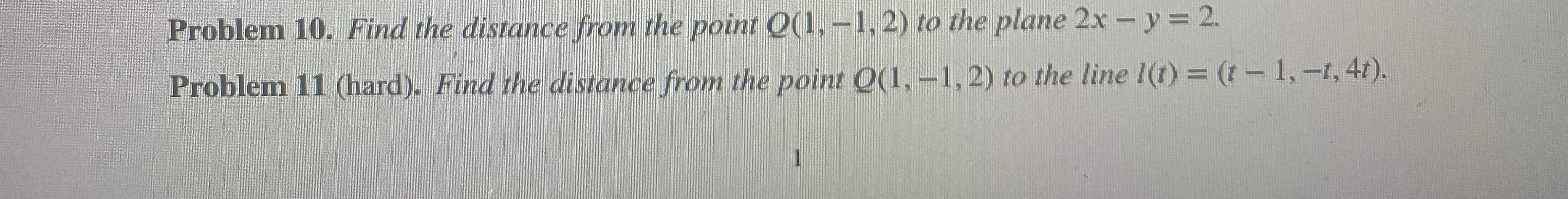 Solved Problem 10. ﻿Find the distance from the point | Chegg.com